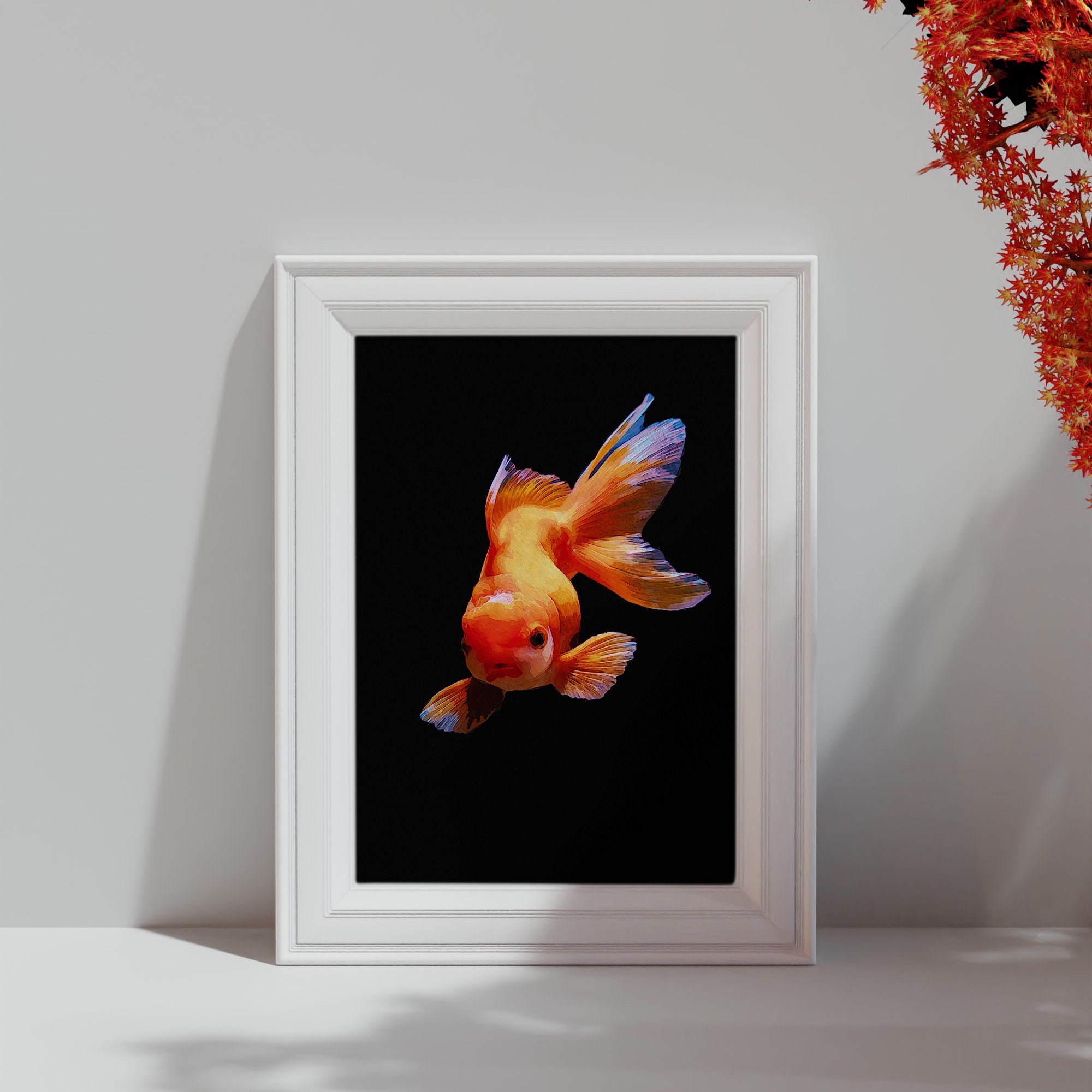 Printable Watercolor Goldfish Decor Fish Poster Ocean Wall - Etsy