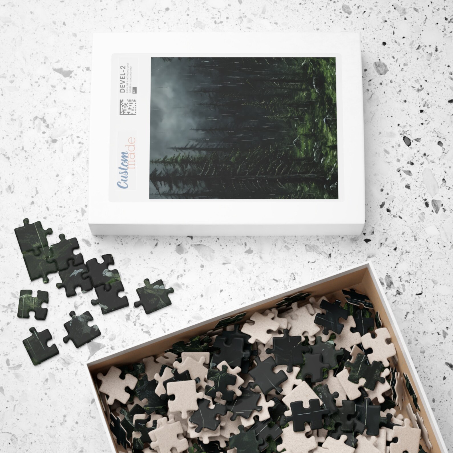 Rainy Pine Tree Forest Puzzle (110, 252, 500, 1014-piece); Fog, Soggy ...