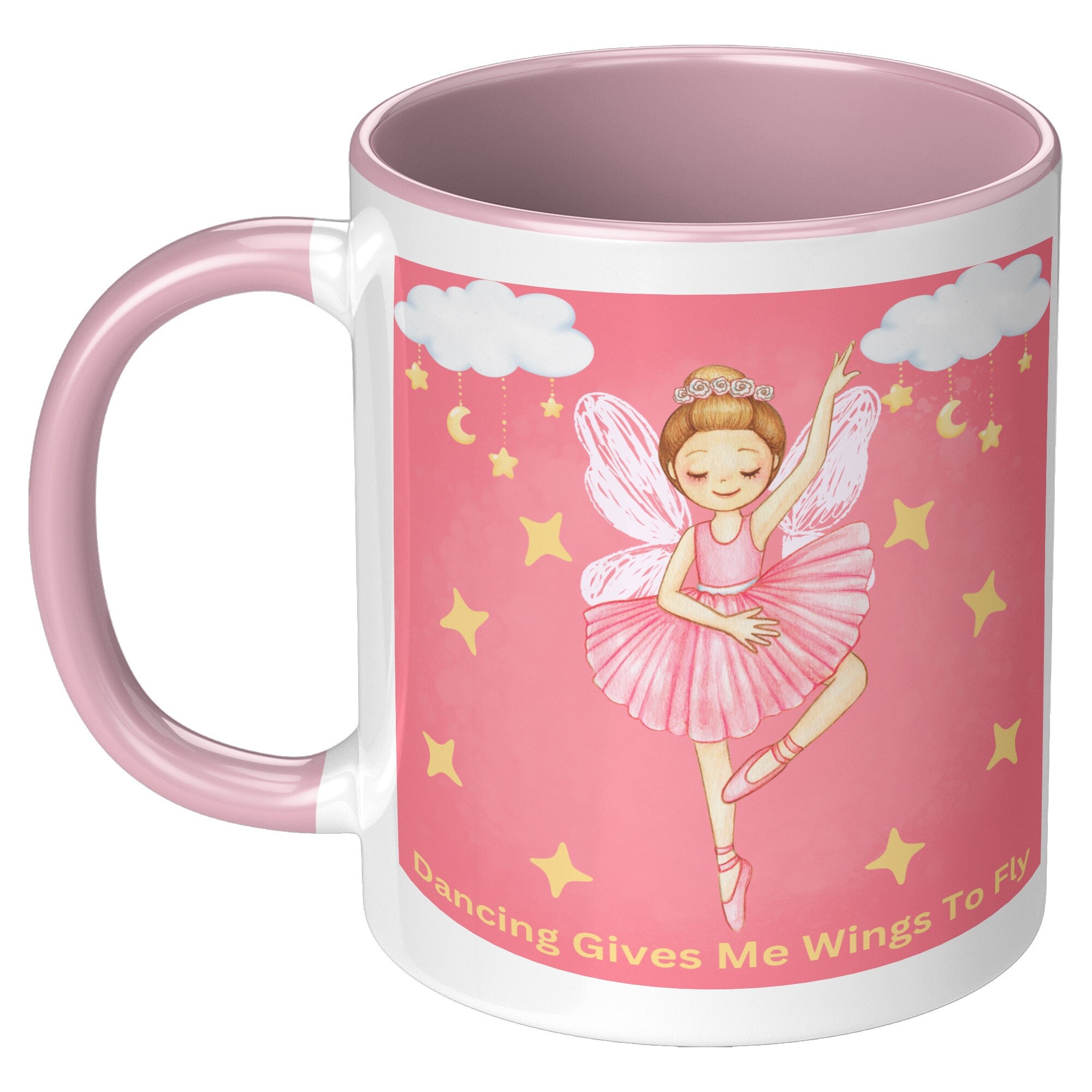 Dancing Gives Me Wings to Fly Pink Accent Mug, Ballet Mug, Dancing Mug ...