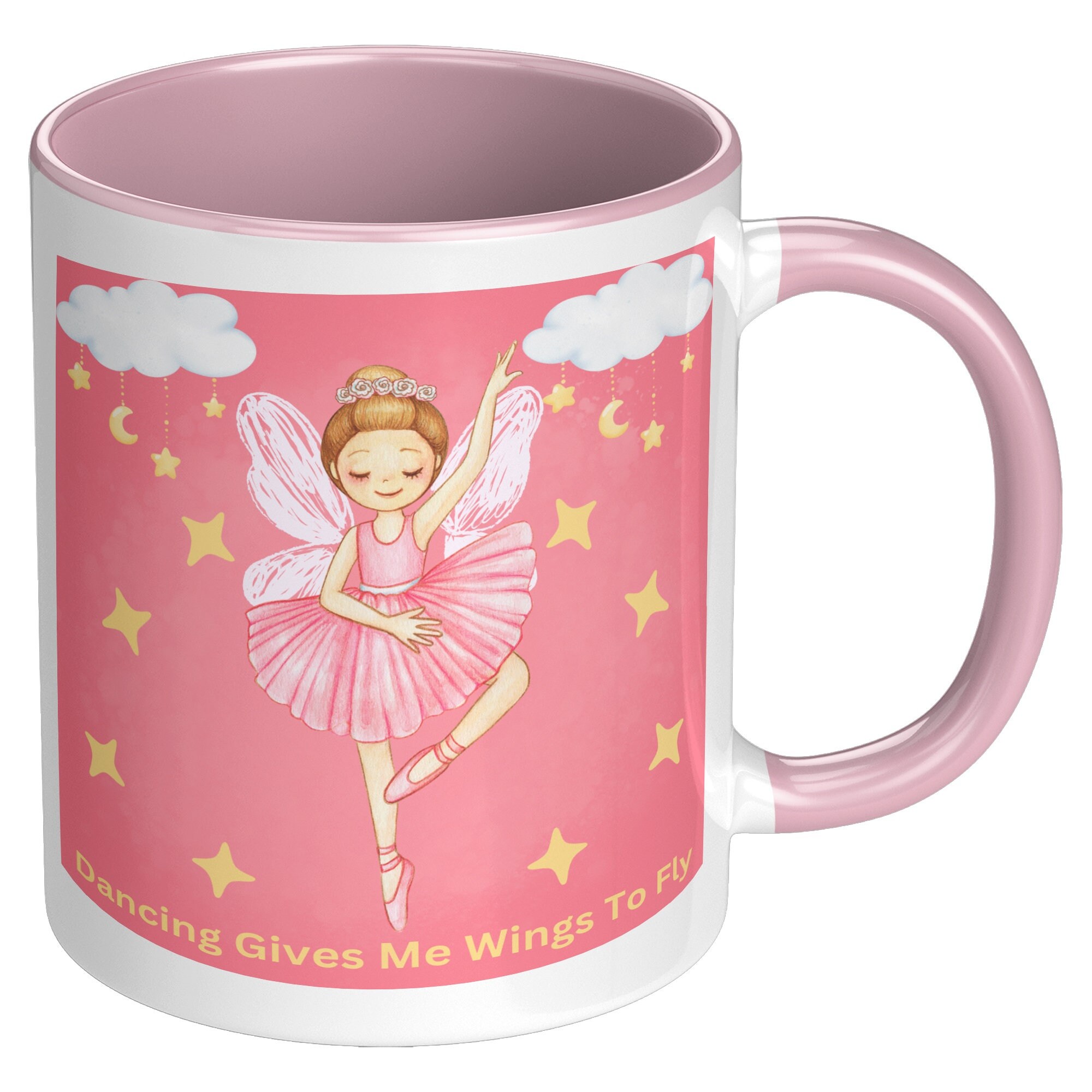 Dancing Gives Me Wings to Fly Pink Accent Mug, Ballet Mug, Dancing Mug ...