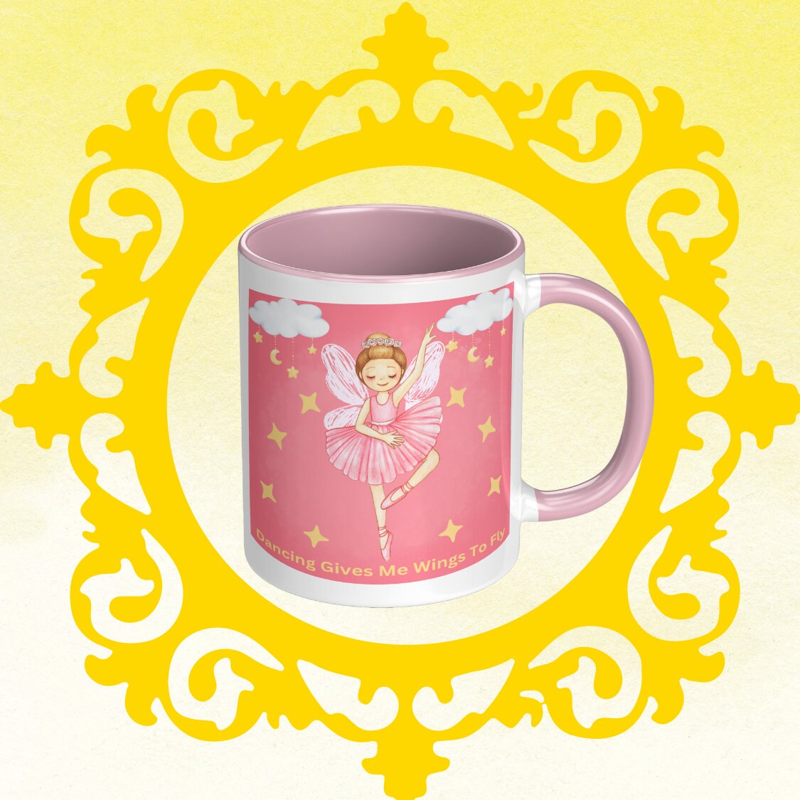 Dancing Gives Me Wings to Fly Pink Accent Mug, Ballet Mug, Dancing Mug ...