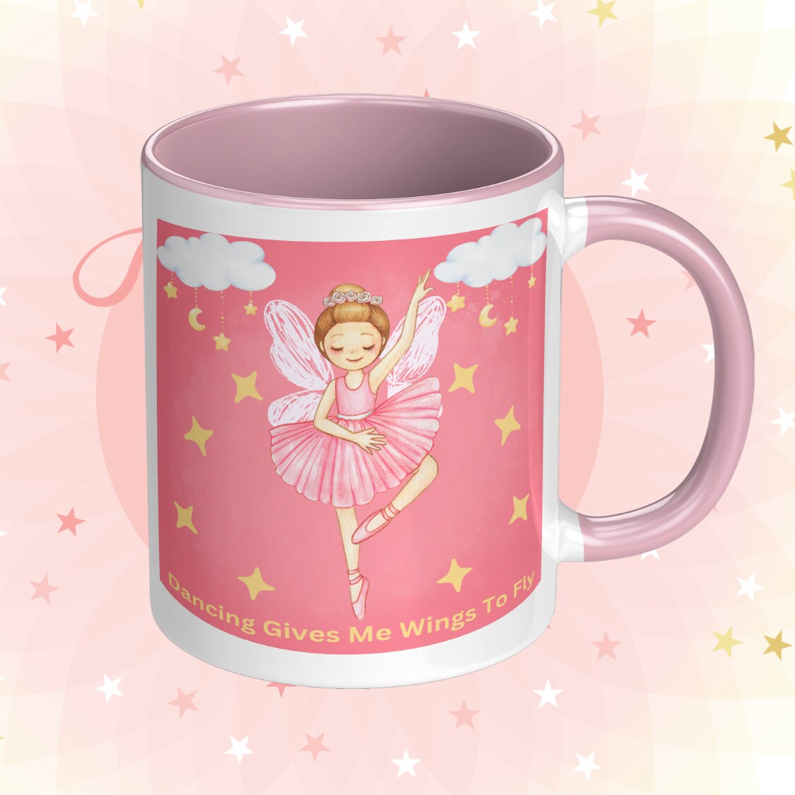 Dancing Gives Me Wings to Fly Pink Accent Mug, Ballet Mug, Dancing Mug ...