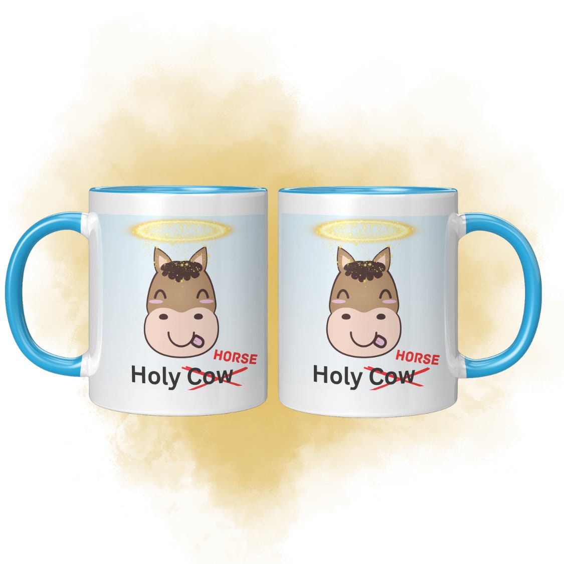 Holy Horse Blue Accent Mug Silly Horse Mug Funny Mugs Horse - Etsy