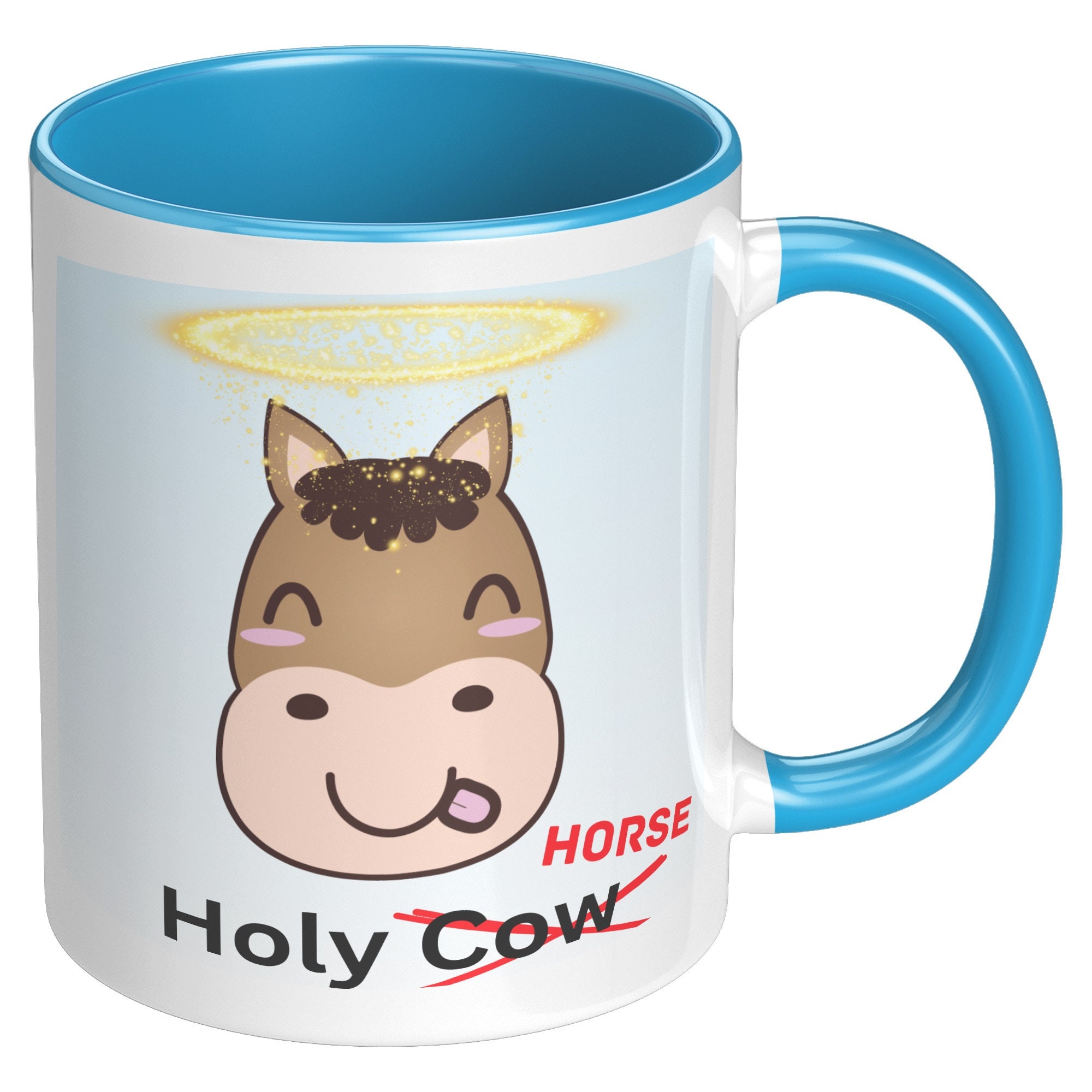 Holy Horse Blue Accent Mug Silly Horse Mug Funny Mugs Horse - Etsy