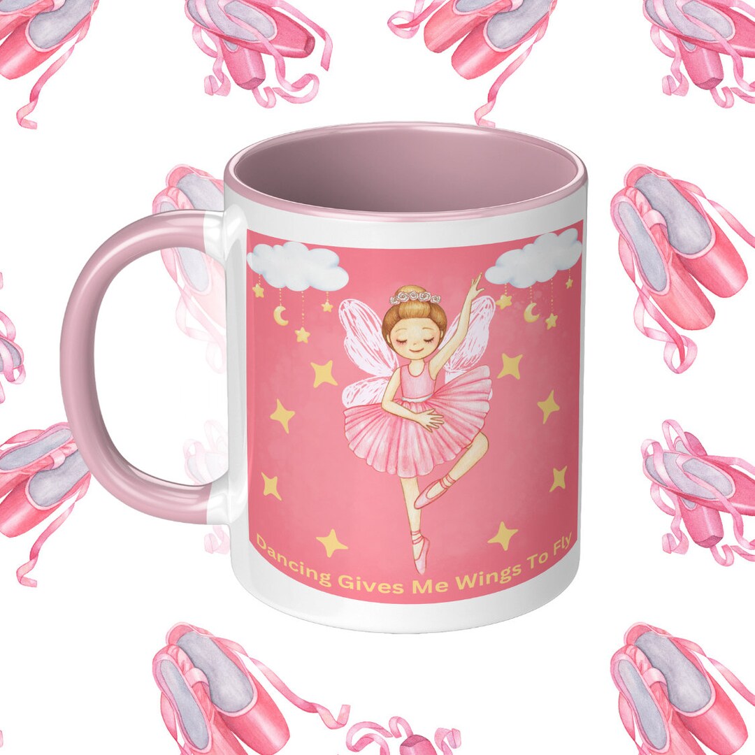 Dancing Gives Me Wings to Fly Pink Accent Mug, Ballet Mug, Dancing Mug ...