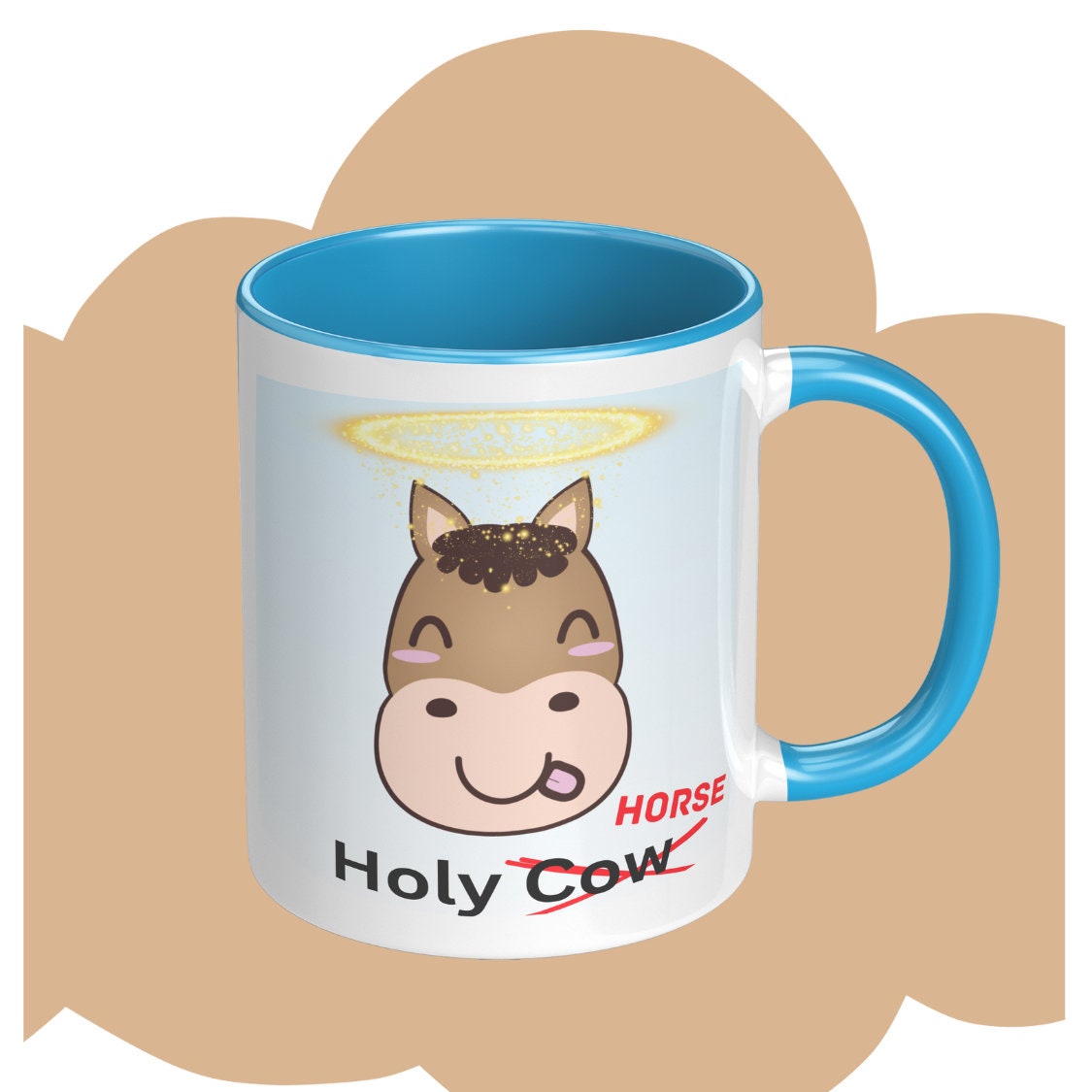 Holy Horse Blue Accent Mug Silly Horse Mug Funny Mugs Horse - Etsy
