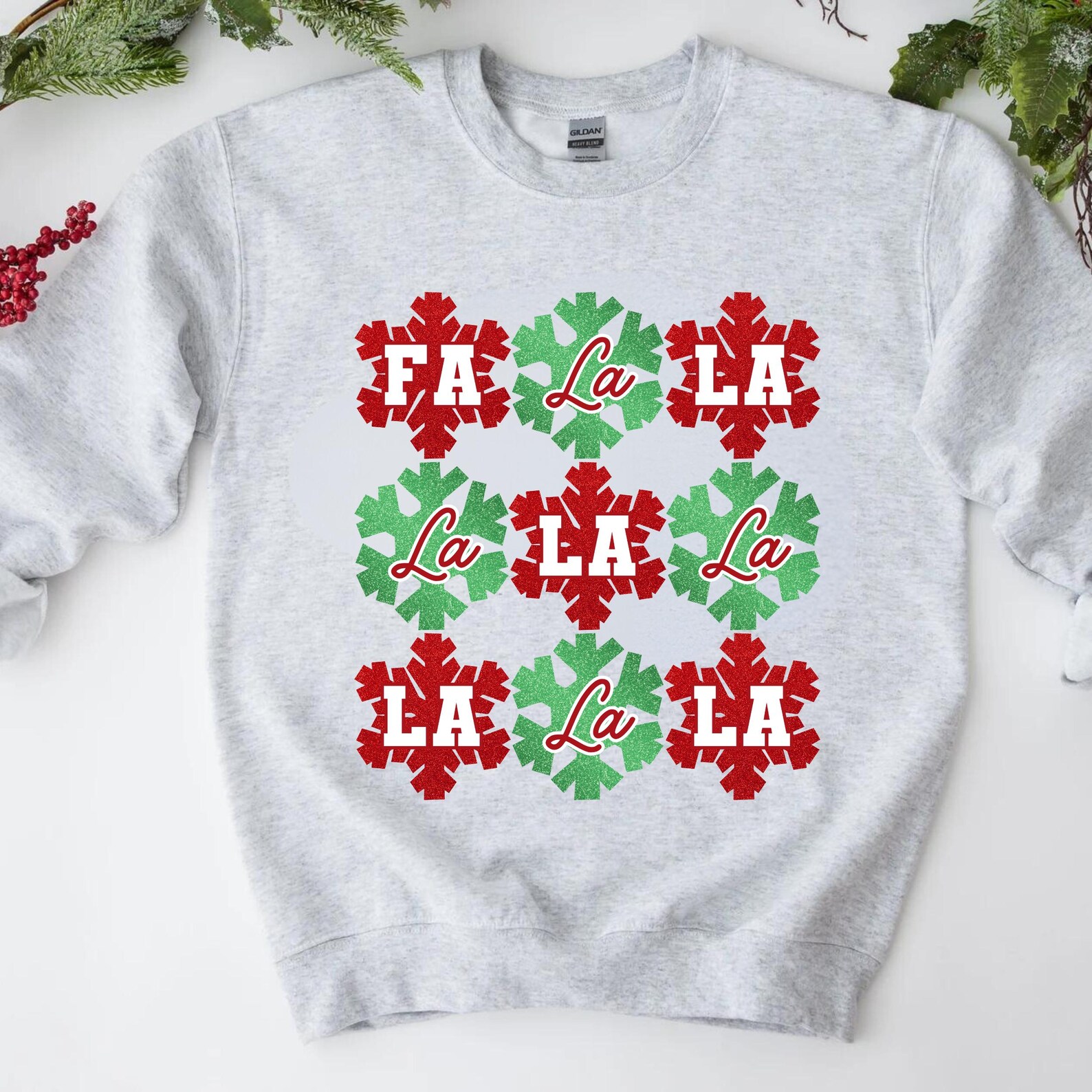 Fa La La La La Glitter Snowflake Sweatshirt - Holiday Jumper, Varsity ...