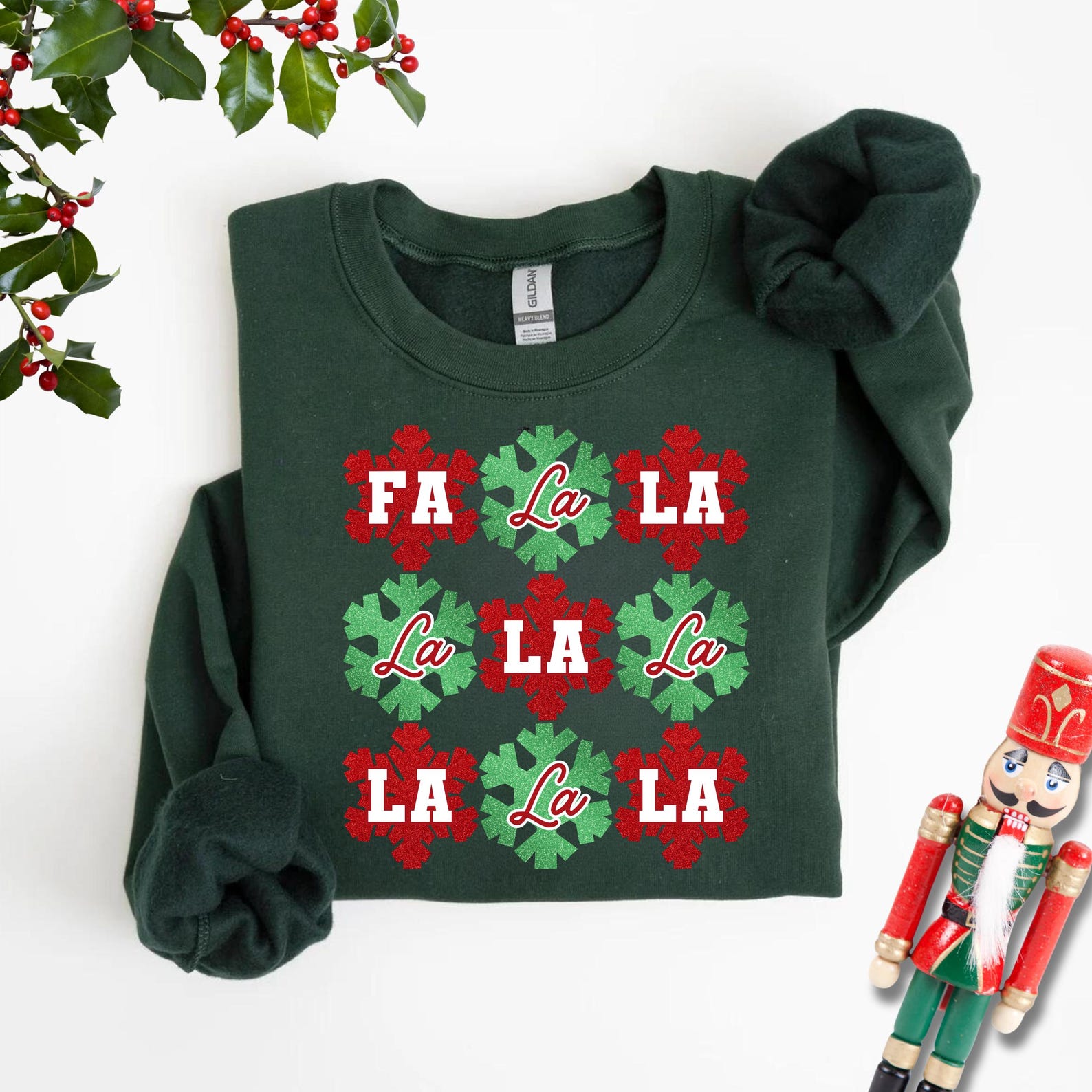 Fa La La La La Glitter Snowflake Sweatshirt - Holiday Jumper, Varsity ...