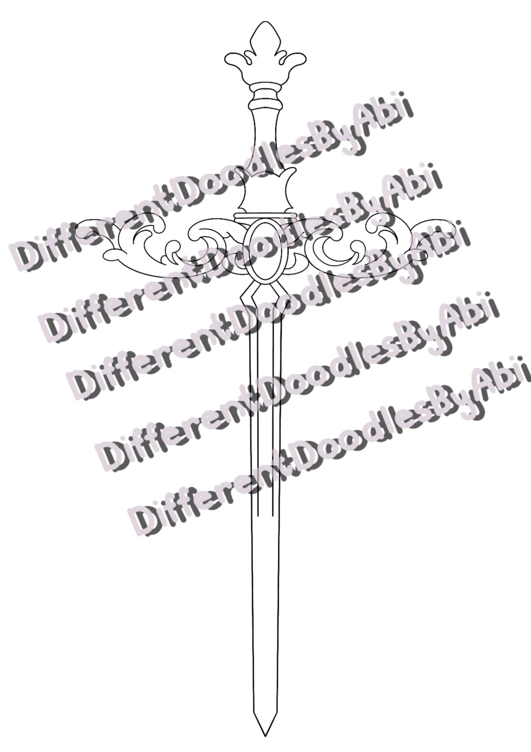 Sword Line Art Tattoo Stencil - Etsy