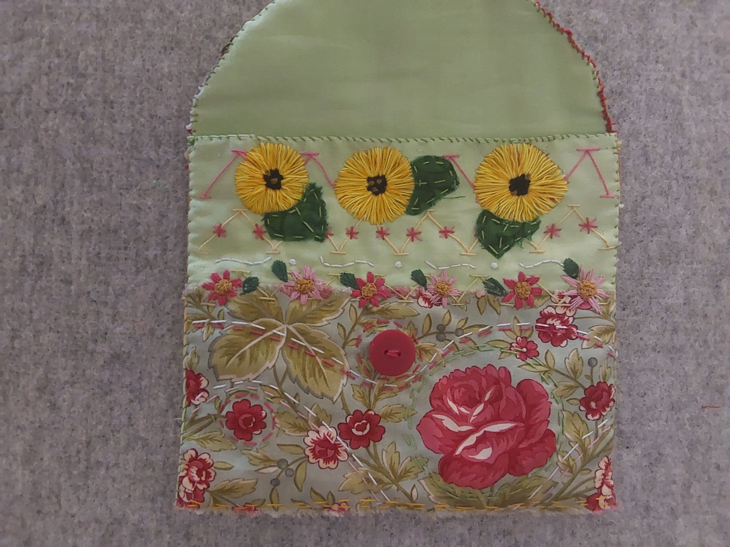 Red Flower Slow Stitch Pouch - Etsy