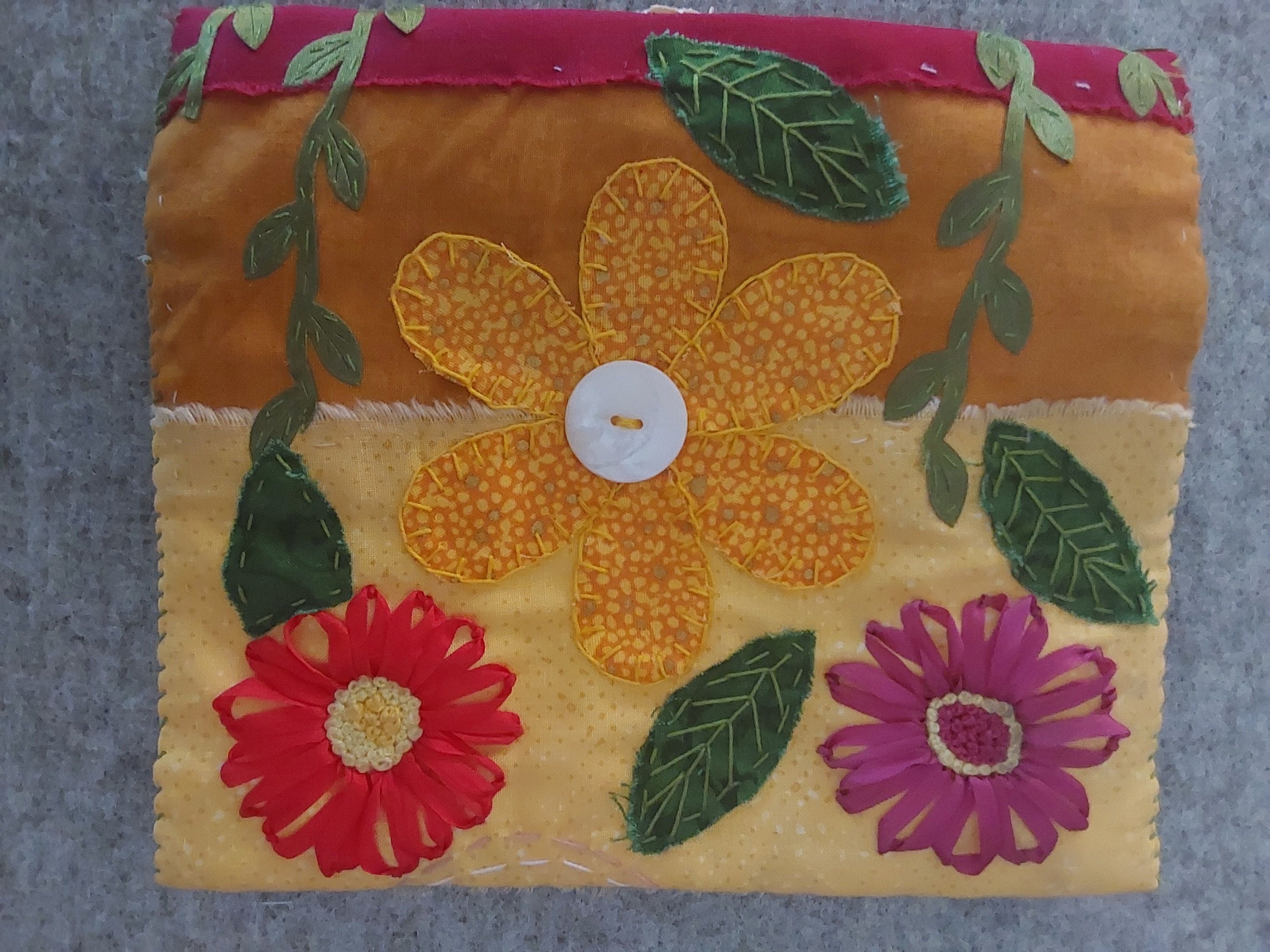 Red Flower Slow Stitch Pouch - Etsy