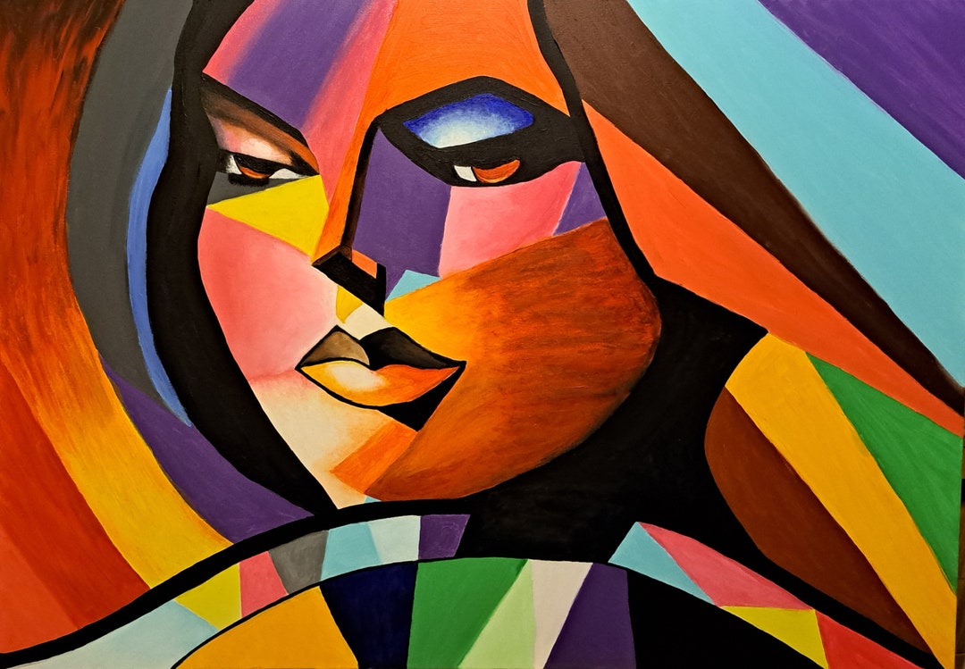 Color World - Cubist Acrylic Painting on Canvas 70x100 Cm - Etsy