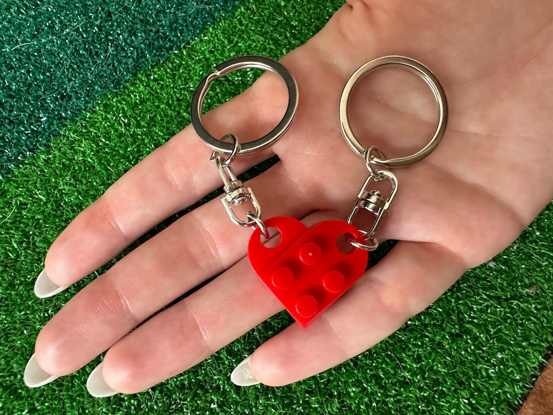 Lego Brick Heart Matching Keychains, Gift Set for Couples, Lovers Keychain, Best Friends Gift ...