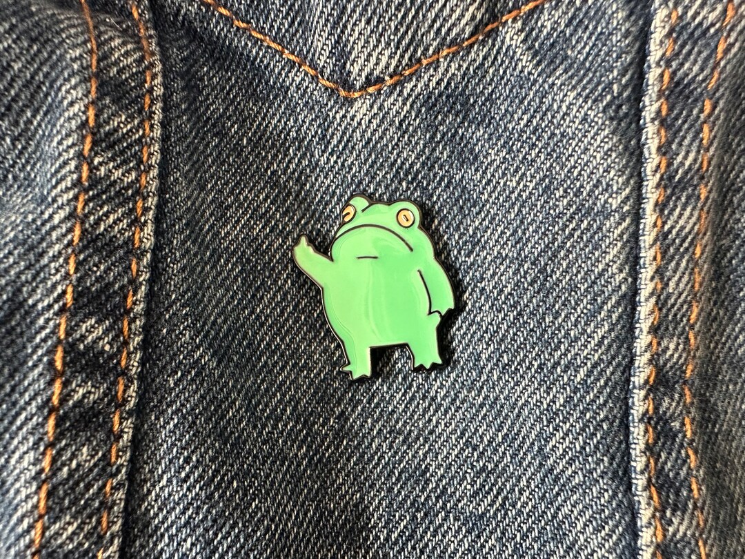 Frog Middle Finger Meme This is Fine Enamel Pin, Meme Pin, Dog Pin ...