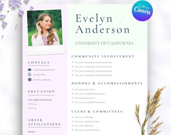Sorority Resume Template, Rush Resume and Sorority Letter Pack, Social ...