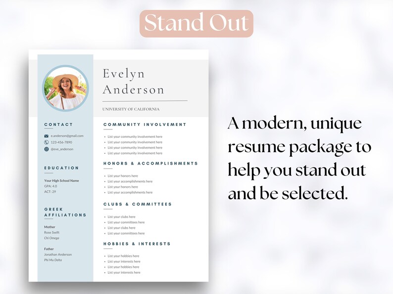 Sorority Resume Template Rush Resume and Sorority Letter - Etsy