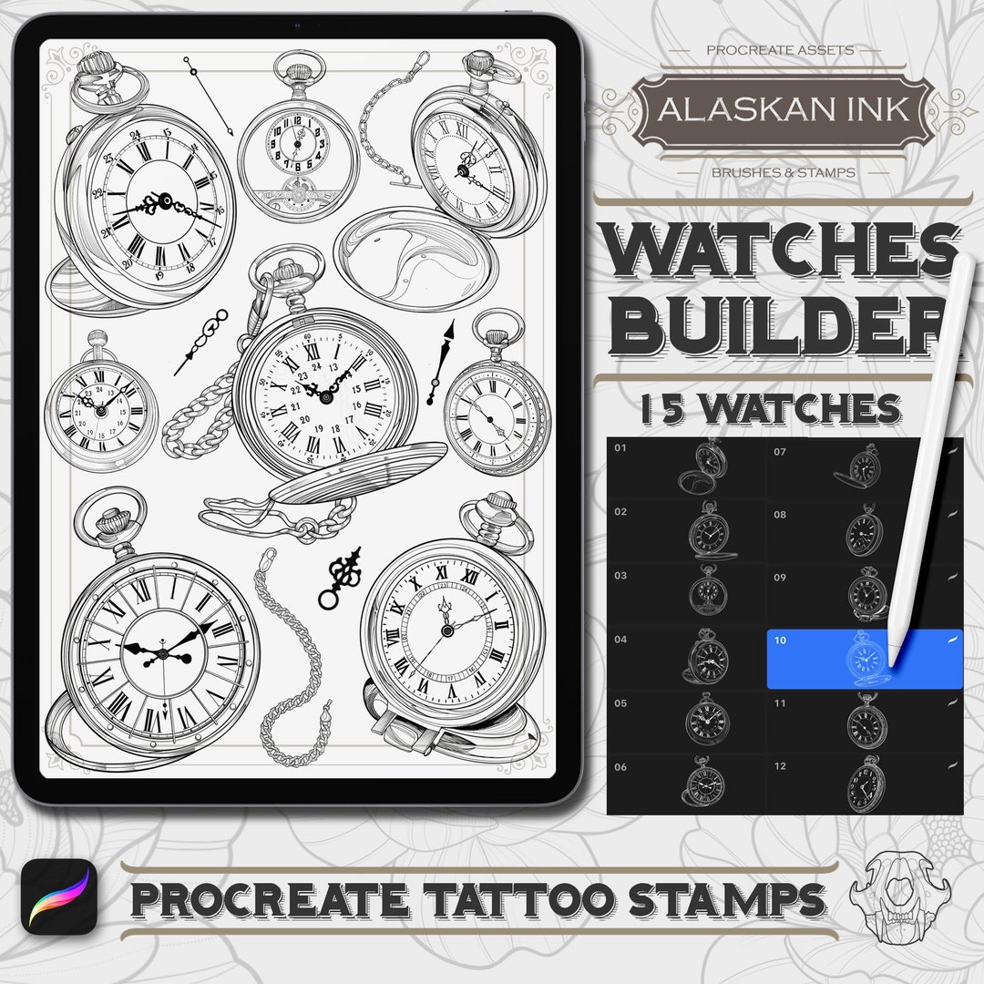 Watches Builder Tattoo Procreate Brushes Procreate Brushset For Ipad Etsy 