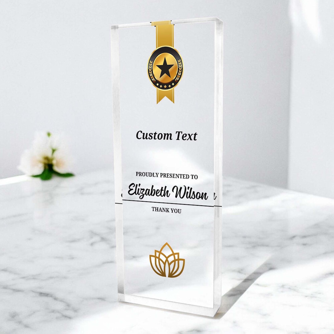 Custom Employee Award Plaque, Recognition Trophy, Thank You Gift ...