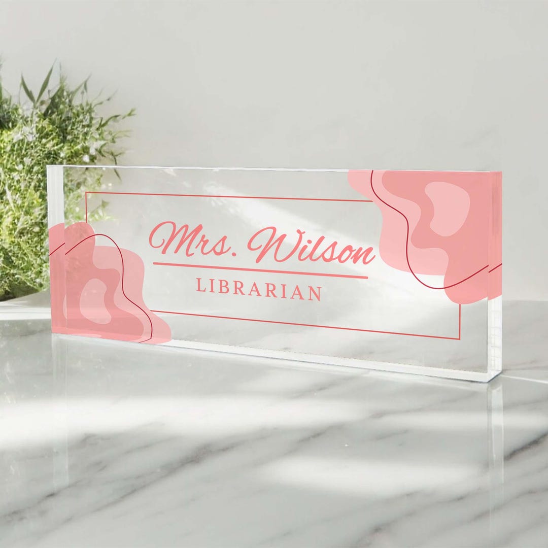 Custom Acrylic Desk Name Plate, Acrylic Desk Name Plate Floral, Custom ...