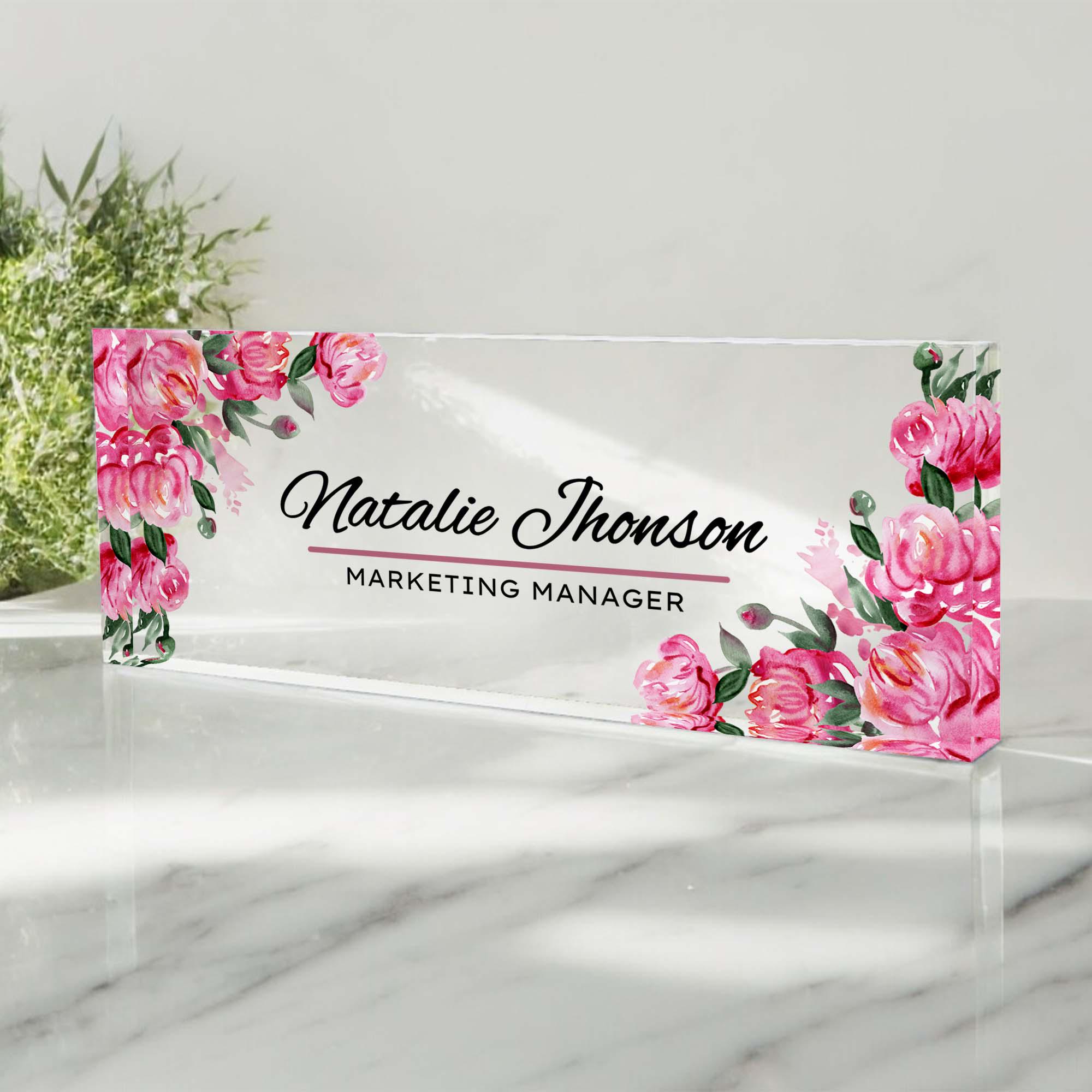 Floral Name Plate, Artblox Office Desk Name Plate, Custom Name Plates ...