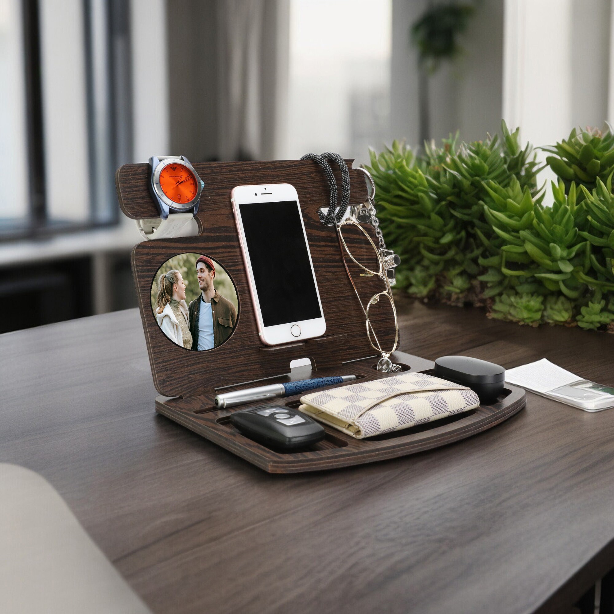 Office Decor Custom Photo Desk Organizer, Personalized Wood Desk ...