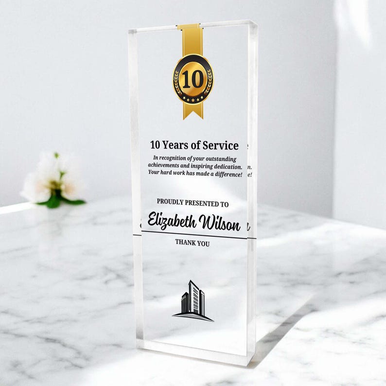 Custom Employee Award Plaque, Recognition Trophy, Thank You Gift ...