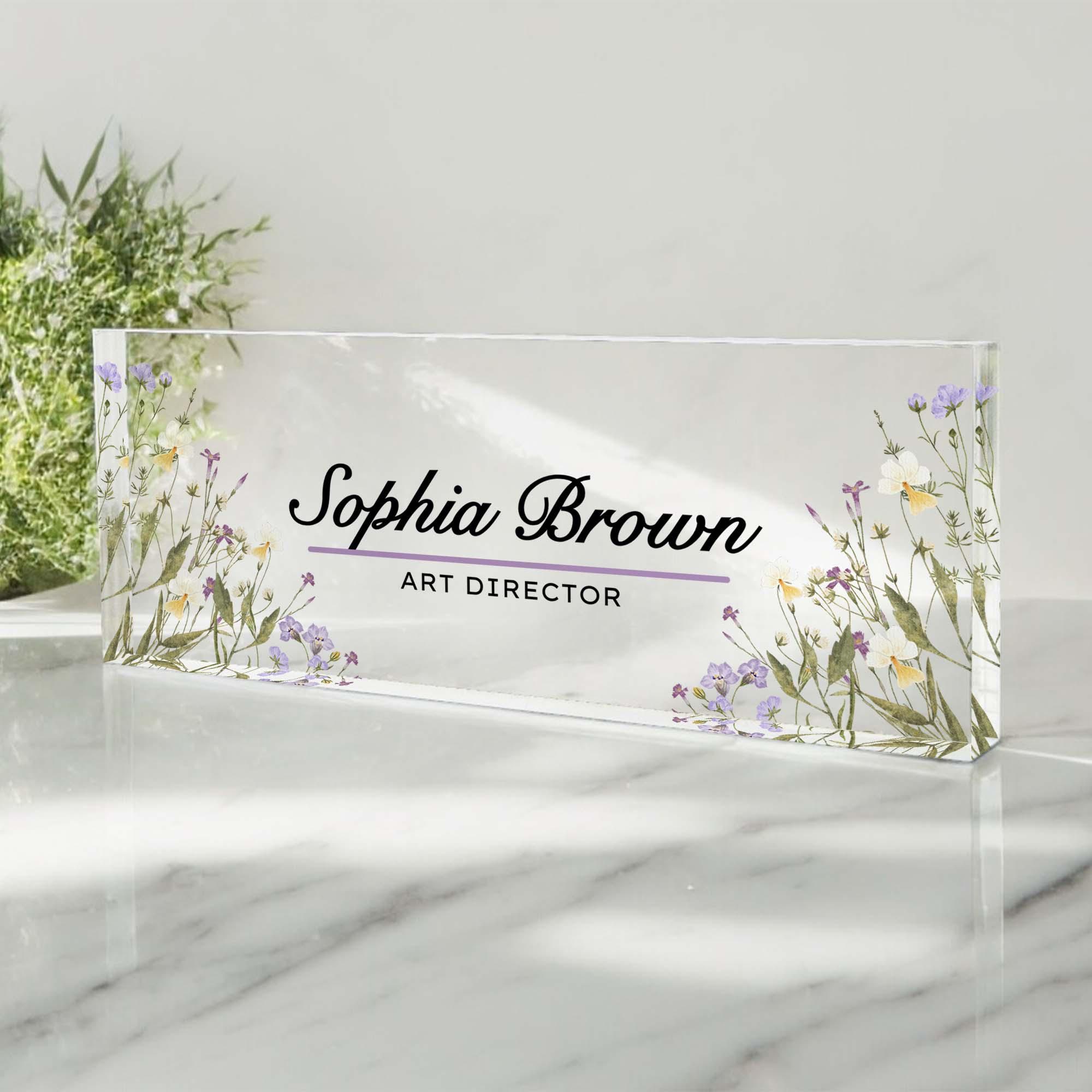 Floral Name Plate, Artblox Office Desk Name Plate, Custom Name Plates ...