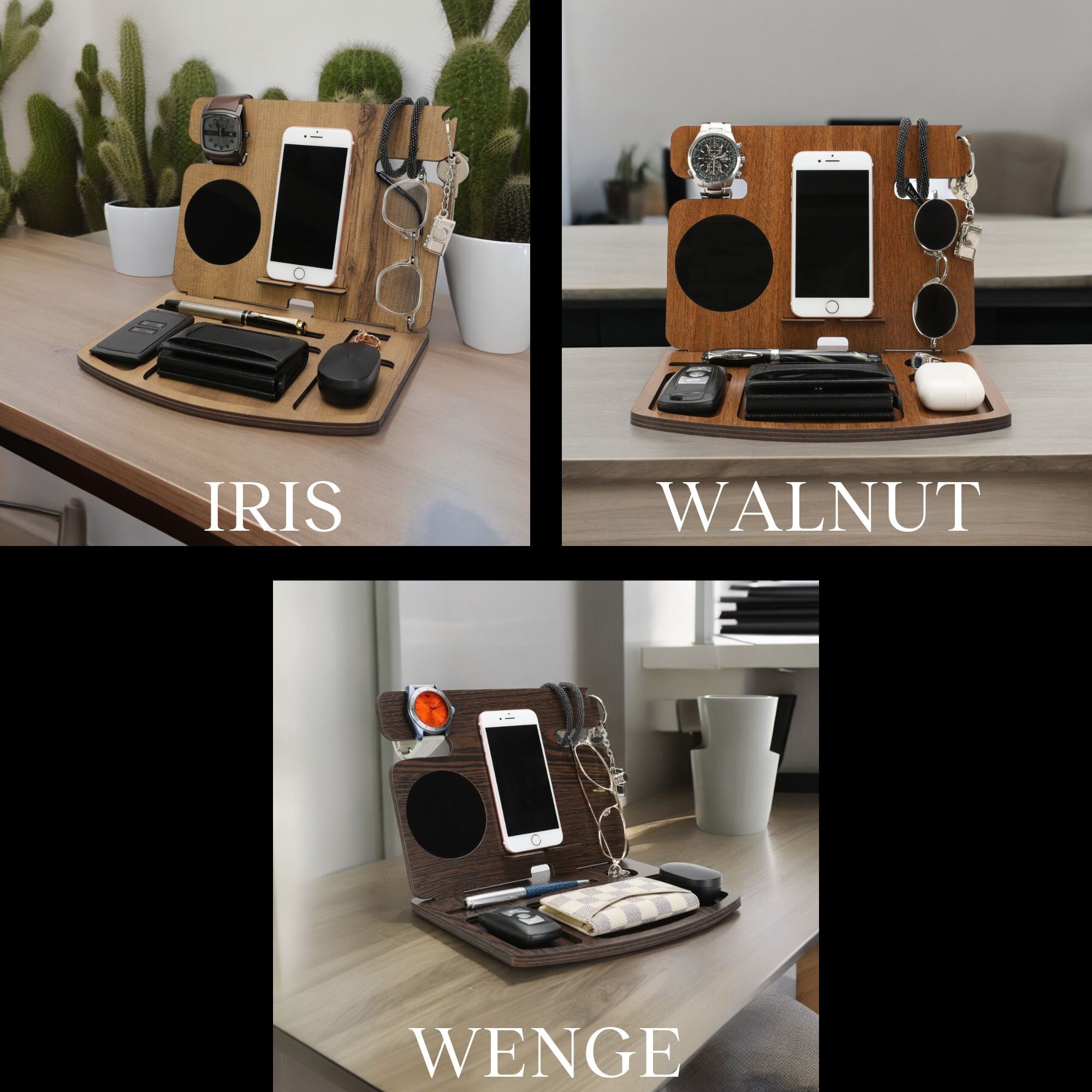 Office Decor Custom Photo Desk Organizer, Personalized Wood Desk ...