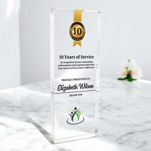 Custom Employee Award Plaque, Recognition Trophy, Thank You Gift ...