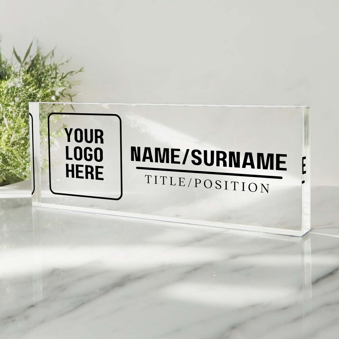 Custom Name Sign, Personalized Logo Name Plate, Custom Office Nameplate ...
