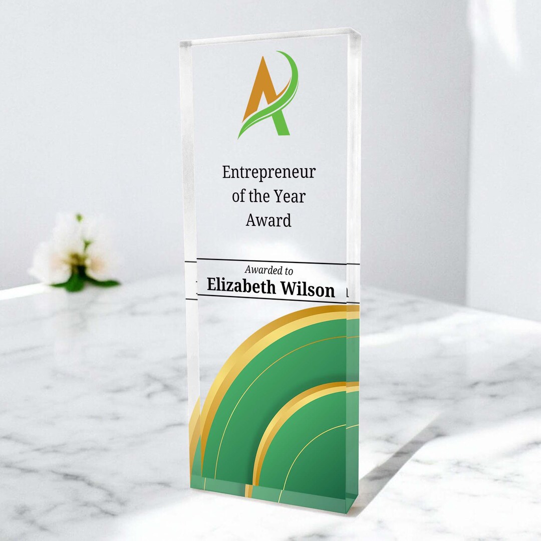Personalized Employee Award Plaque With Logo, Recognition Trophy, Thank ...
