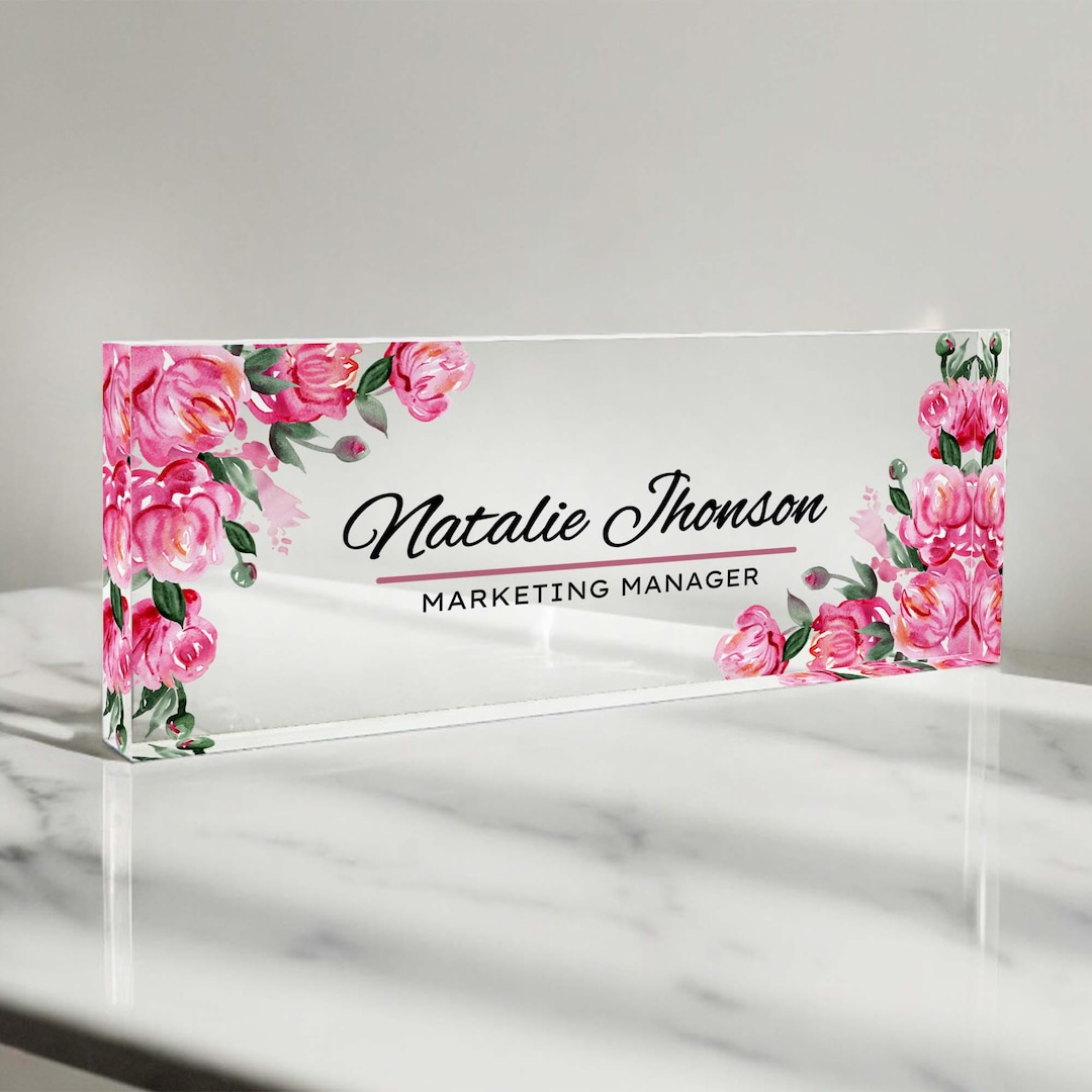 Floral Name Plate, Artblox Office Desk Name Plate, Custom Name Plates ...