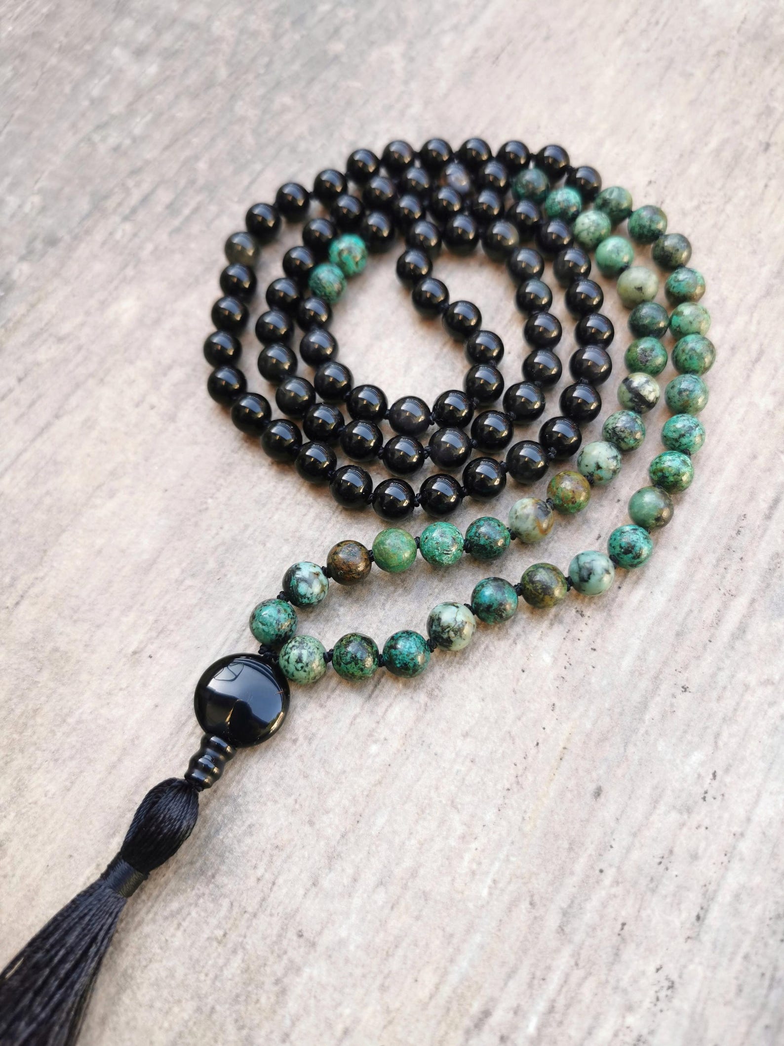 Mala African Turquise Black Obsidian Chakras Chakras Root Male ...