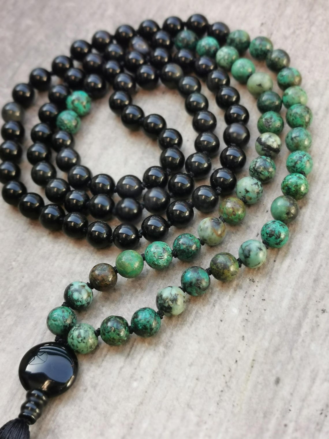 Mala African Turquise Black Obsidian Chakras Chakras Root Male ...