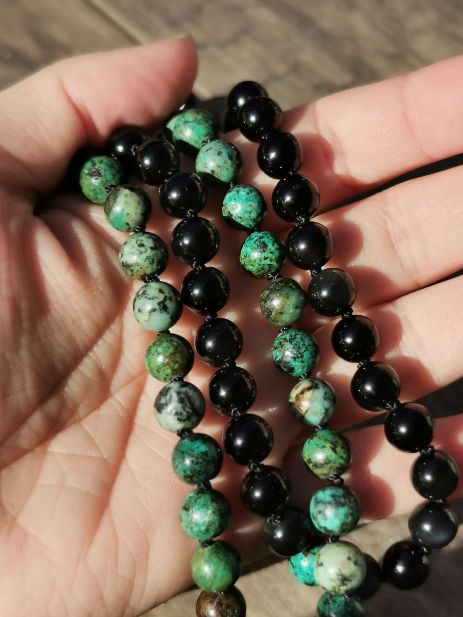 Mala African Turquise Black Obsidian Chakras Chakras Root Male ...