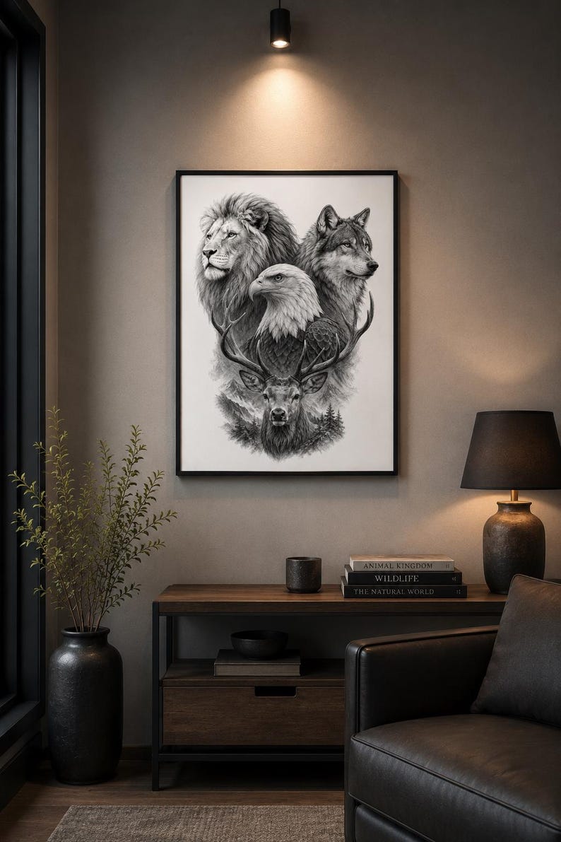 20 Wildlife Graphite Drawings Bundle | Printable Animal Wall Art ...