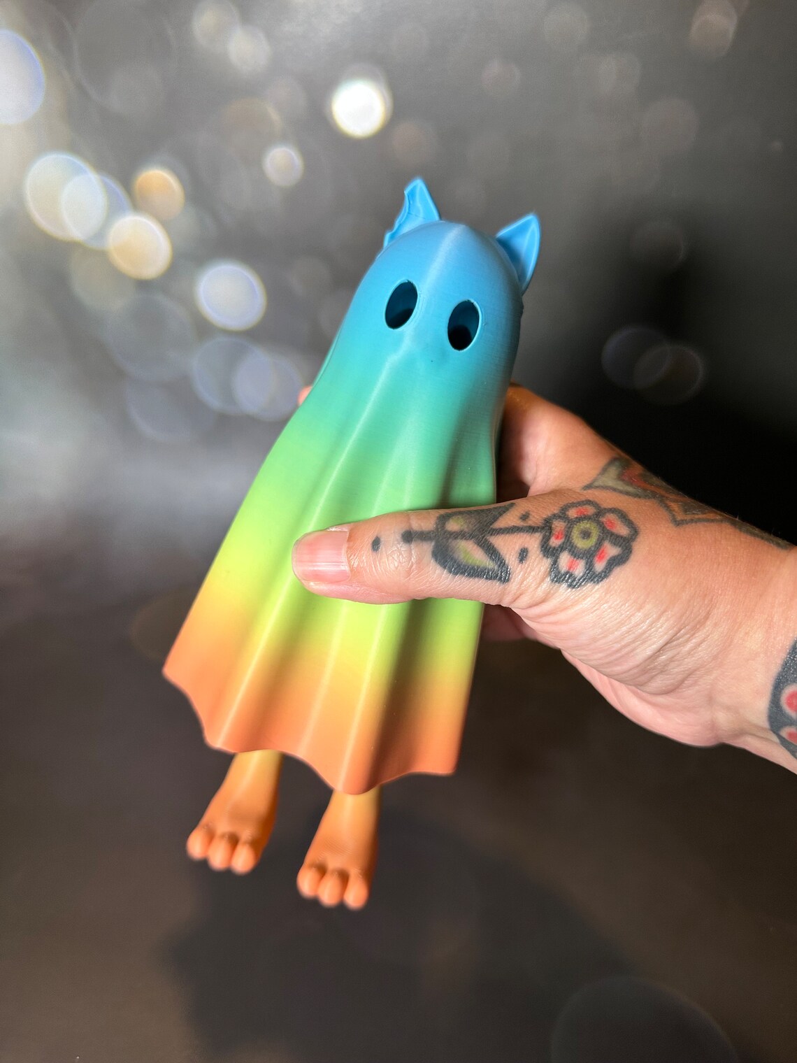 Big Rainbow Ghost Cat, Fidget Toy, Zou3d Ghost Cat, Desk Toy - Etsy