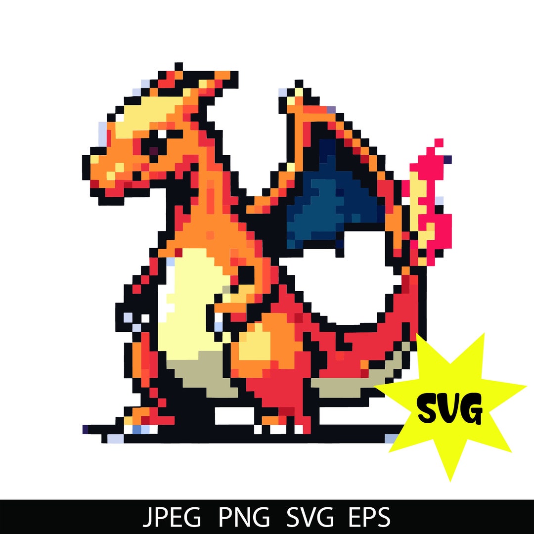 Charizard Pixel Art - SVG | T-shirt Print | Mug Print | Pokemon ...