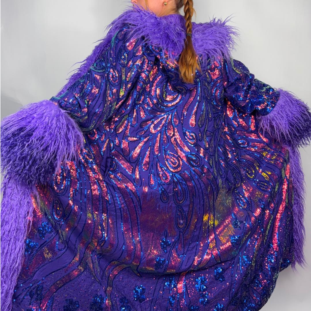 Champagne Luxe Sequin Coat – Mardi Gras Glam Statement Jacket, Sparkly ...