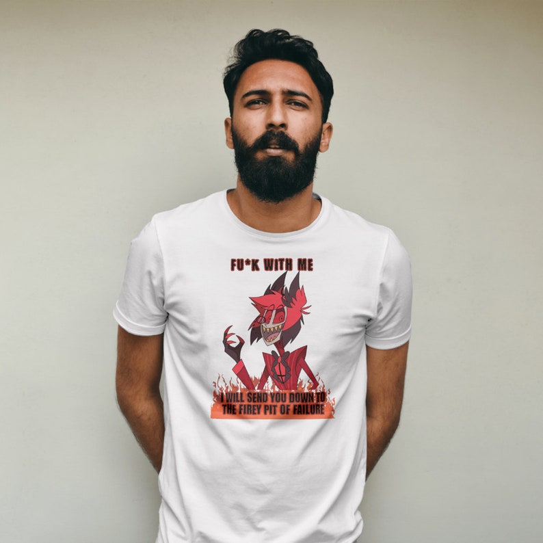 Alastor Radio Demon Tee: Fiery Pit of Failure Quote, Hazbin Hotel ...