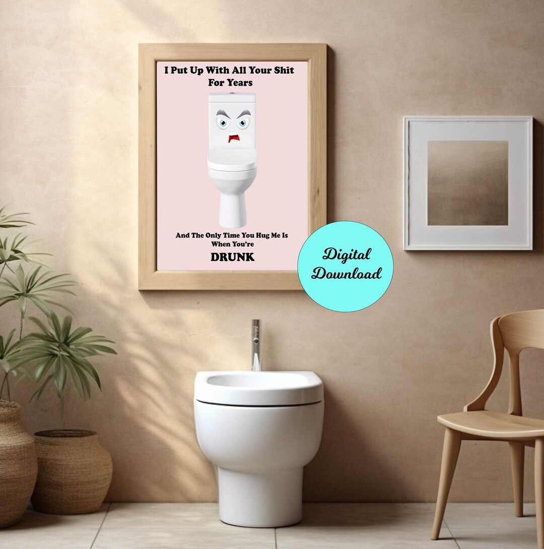 Angry Toilet Toilet on Salmon Background, Art, Toilet Humour, Funny ...