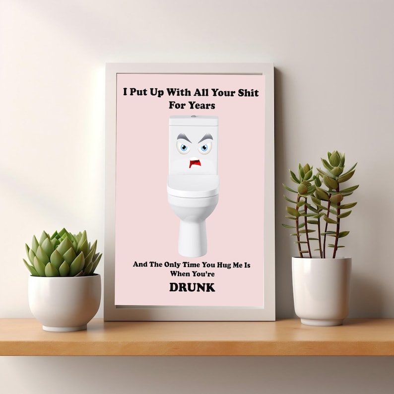 Angry Toilet Toilet on Salmon Background, Art, Toilet Humour, Funny ...