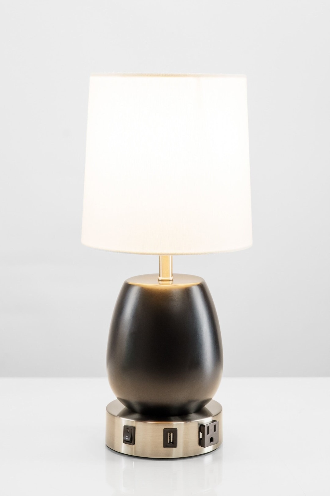 Modern Black Half Tear Drop Table Lamp/ Desk Lamp With White Shade UNO ...