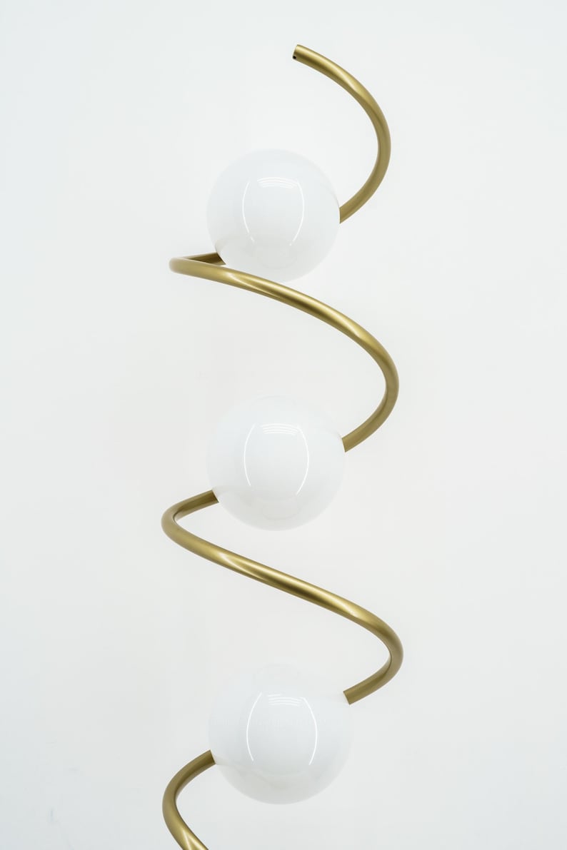 Gold Spiral Floor Lamp: Modern Art Deco Style With Acrylic Globes - Etsy