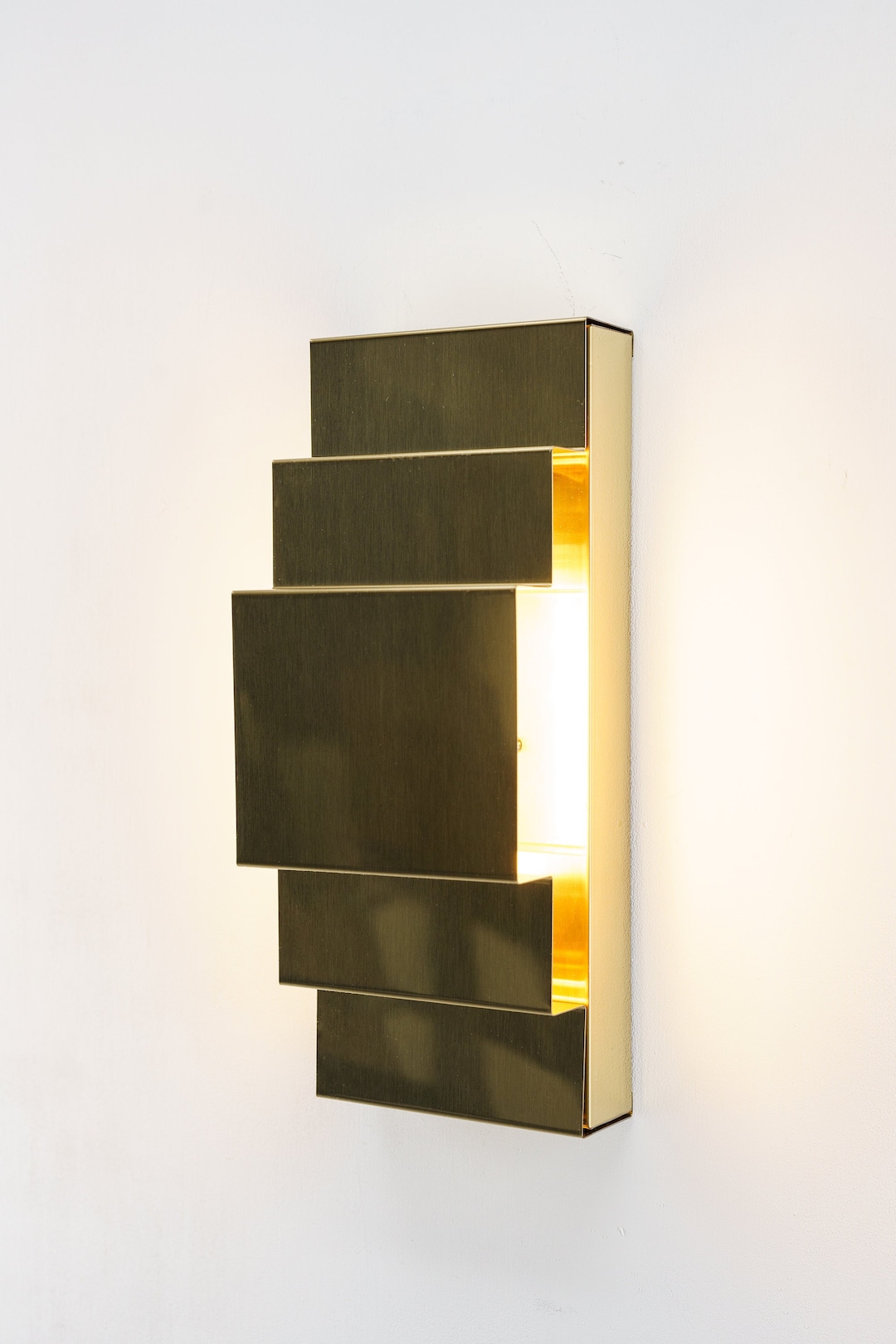 Vintage Inspired Brass Art Deco Wall Sconce, Minimalist Design ...