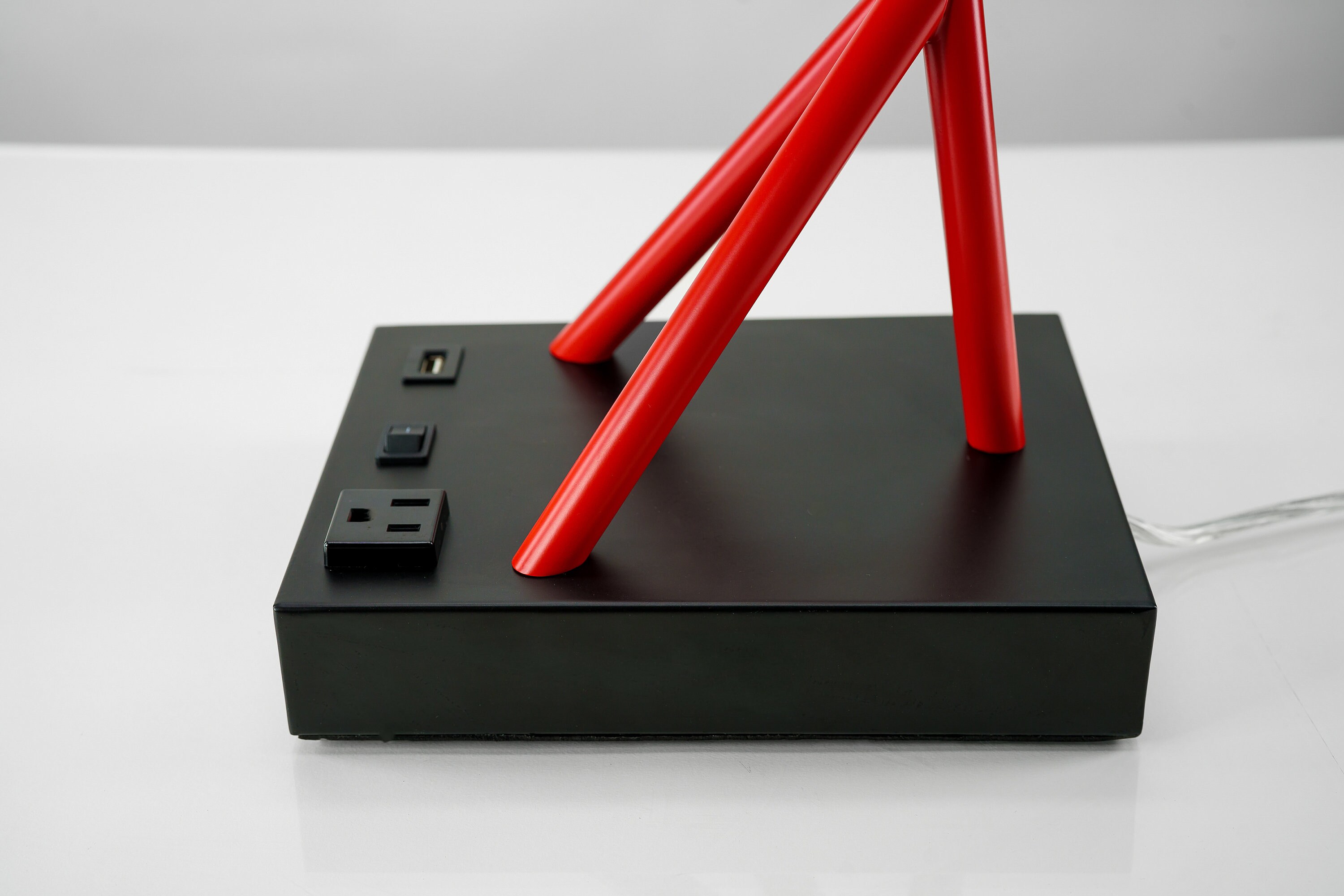 Industrial Red Modern Desk Lamp, Contemporary Style, USB Port and ...