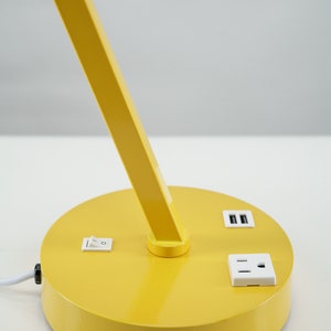 Modern Yellow Desk Lamp: Art Deco Style With USB & Outlet - Etsy