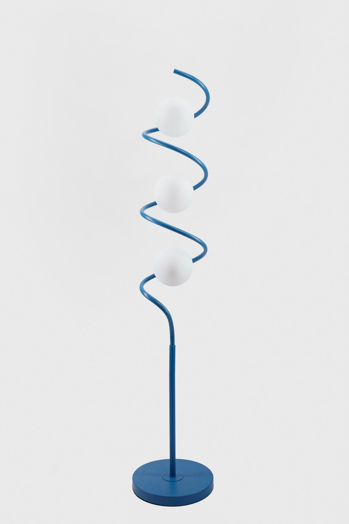 Blue Spiral Floor Lamp: Modern Frosted Acrylic 3-bulb LED Lighting - Etsy