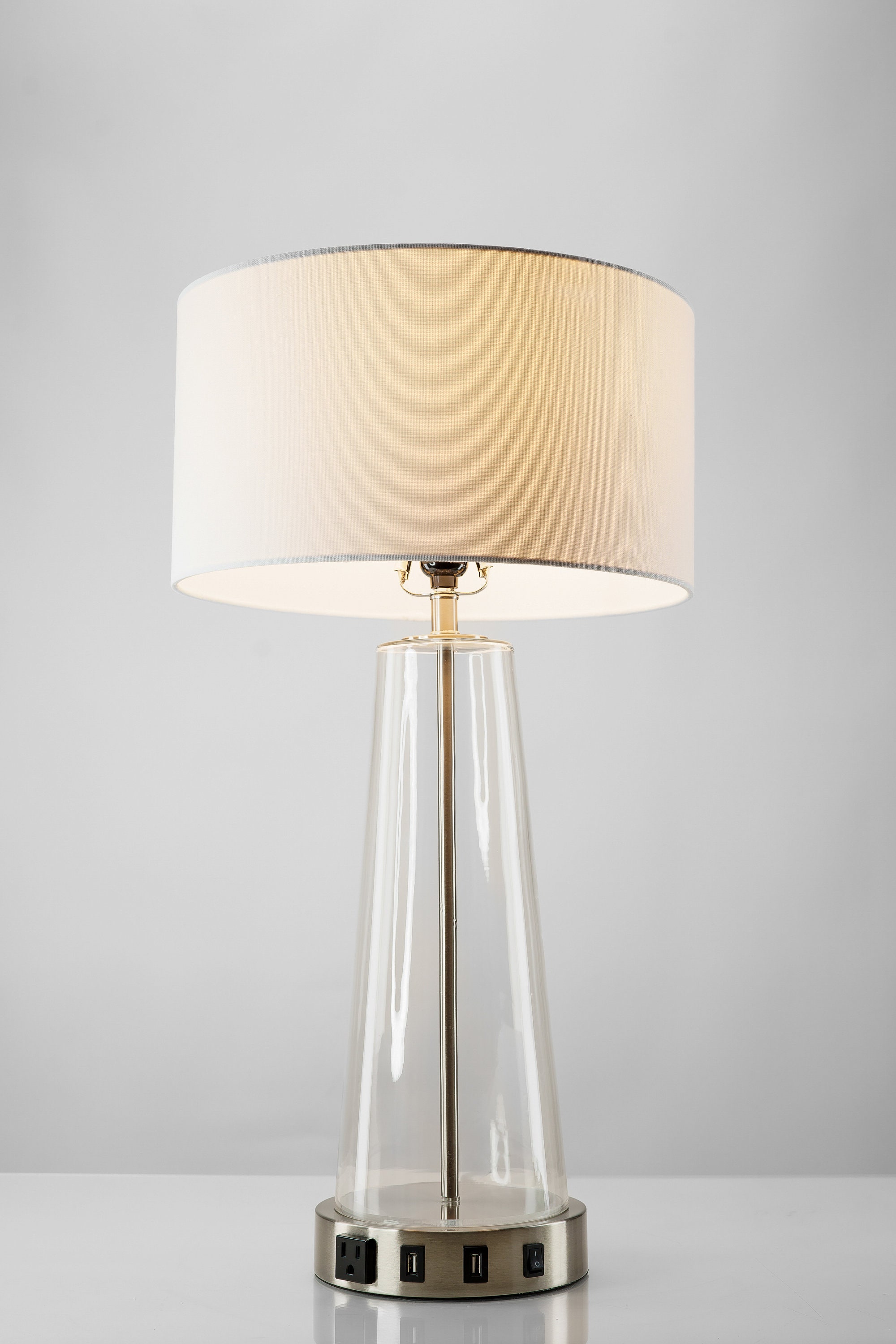 Clear Glass Table Lamp: Art Deco Modern Bedside Lamp With USB Ports - Etsy