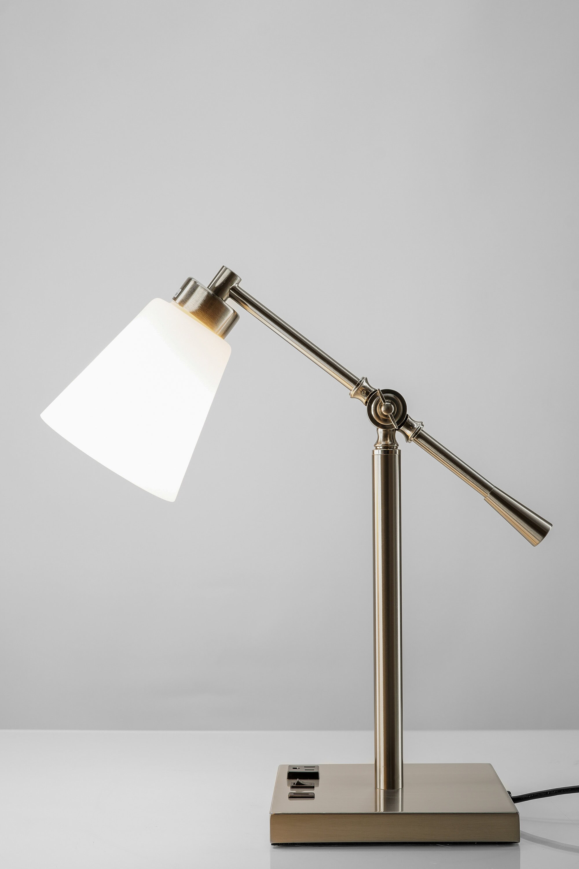 Mid Century Modern Adjustable Arm Table Lamp With Lens ,USB Port and ...